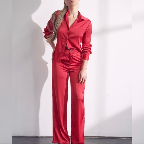 Pants & Jumpsuits | Sexy Red Satin Baddie Set | Poshmark